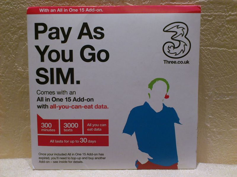 出售 3 英國 (3G UK) Pay as you go 無限上網 SIM card - 旅遊資訊 - Uwants.com